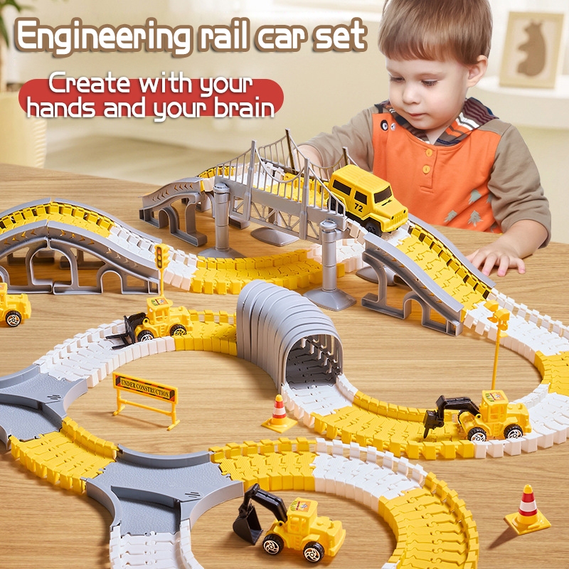 Children's electric rail cars DIY car toys Assemble Small Train ...