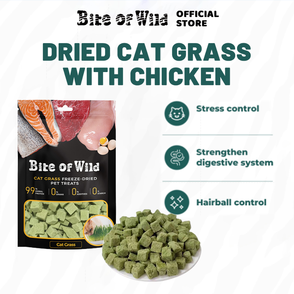 Bite Of Wild Cat Grass Freeze Dried 40g Premium Booster Gemuk Kucing ...