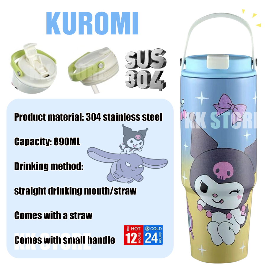 𝑲𝑲 Sanrio 890ml Kawaii Melody Kuromi Cartoon Vacuum Insulated Tumbler With Handle Hot And Cold ...