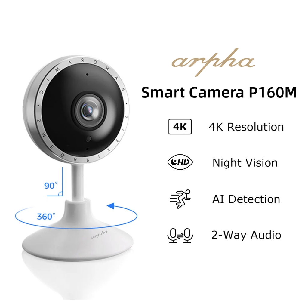 Arpha P160M 8MP 4K Smart Home Security Camera Wifi CCTV with Night Vision AI Motion Detection ...
