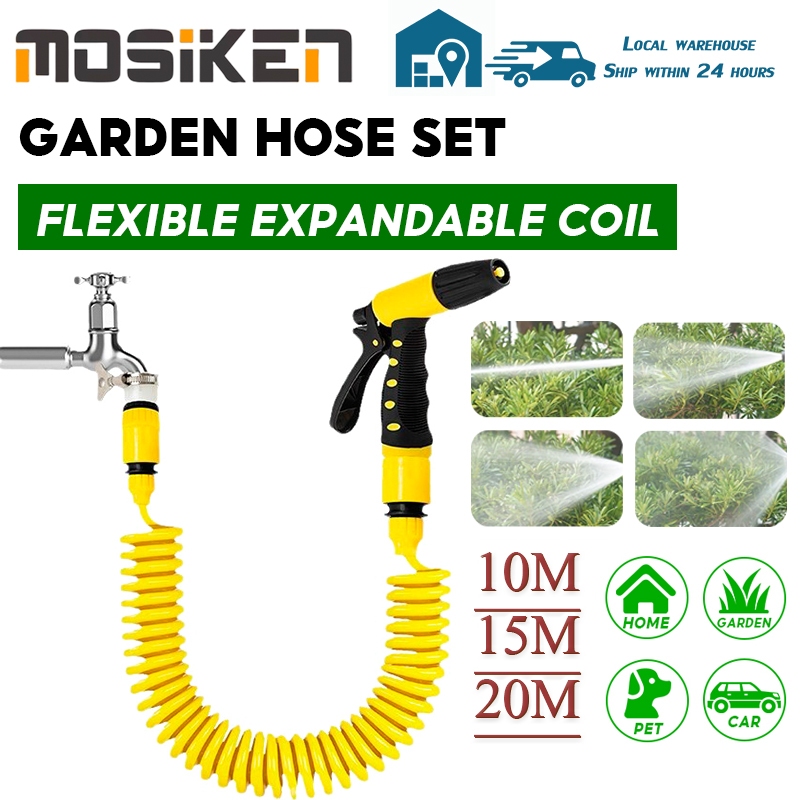 10M 15M 20M Expandable Eva Coil Garden Hose Set Retractable Water Hose ...