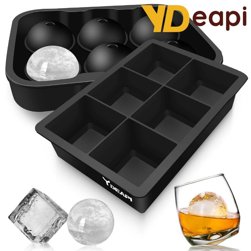 Ydeapi Large Silicone Premium Ice Trays Sphere Ice Molds - BPA Free ...