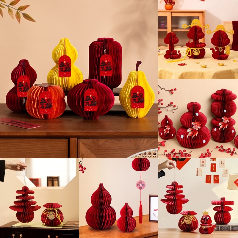 2025 CNY Ornament Creative Honeycomb Desktop Decoration New Year Paper ...
