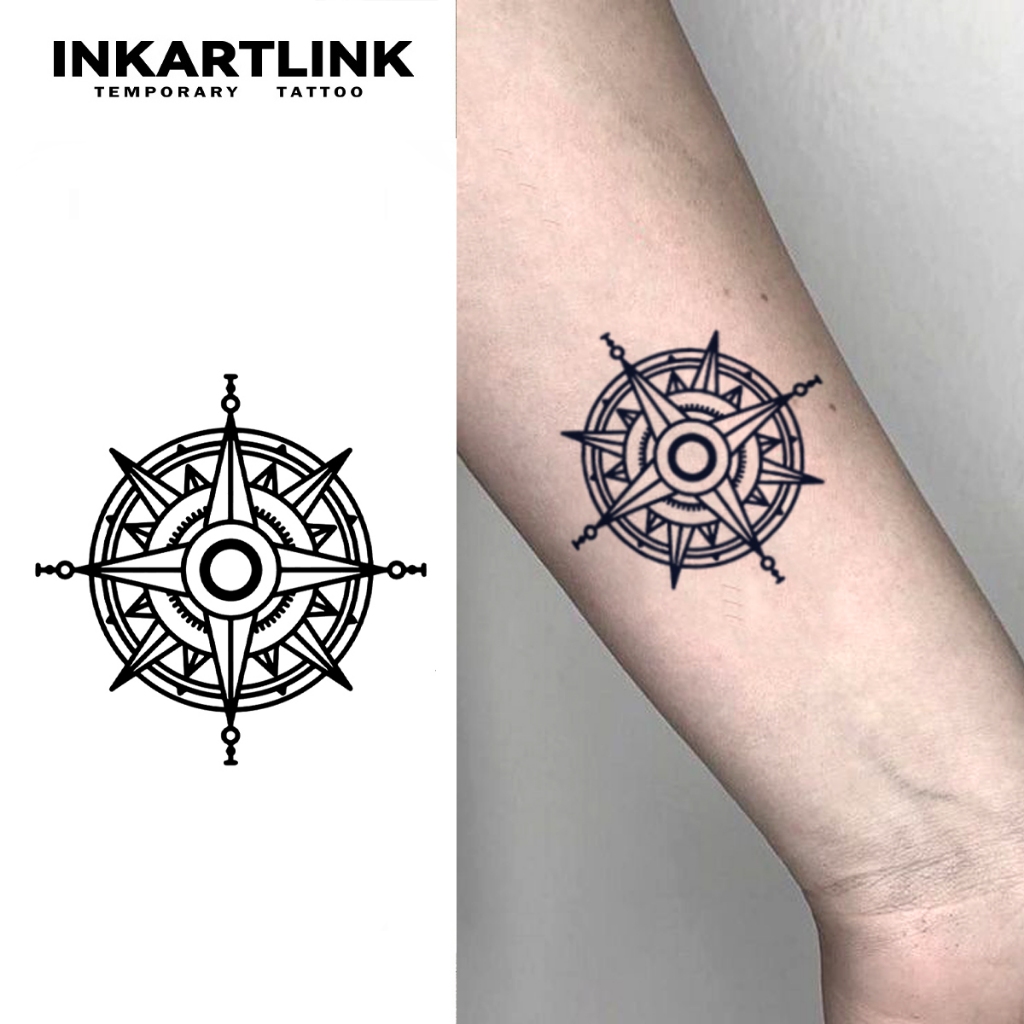 Compass temporary tattoo stickers, waterproof long-lasting magic tattoo ...