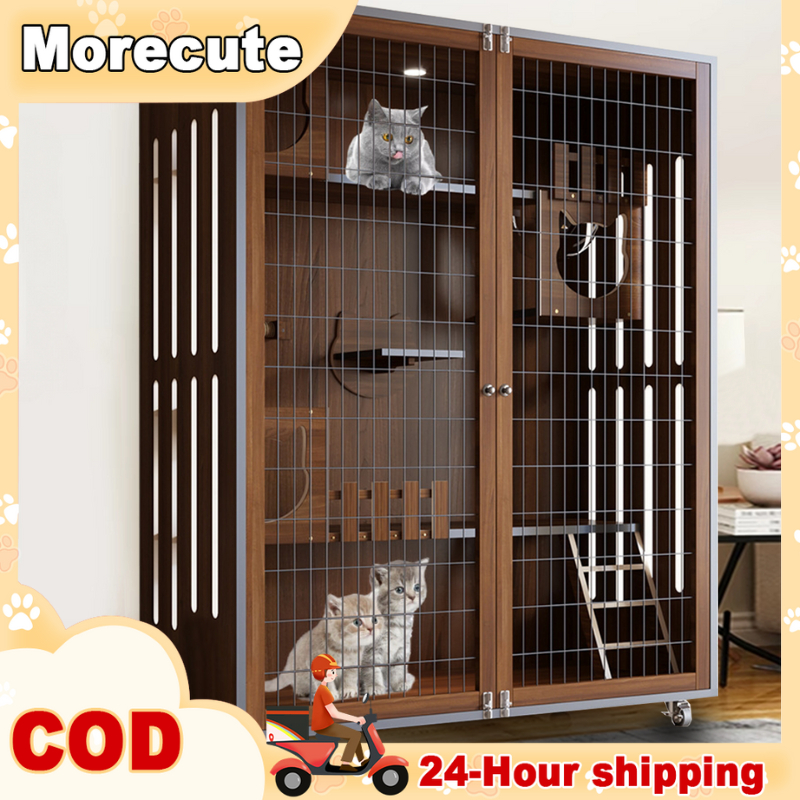 Premium Wood IRON GATE Cat Villa Cat House Wooden Cat Cage Sangkar ...
