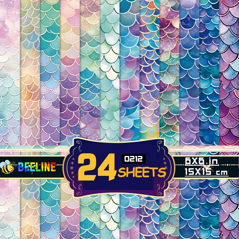 Beeline 24 Sheets Scrap Paper 15cm Origami Mermaid Scrapbook Paper ...