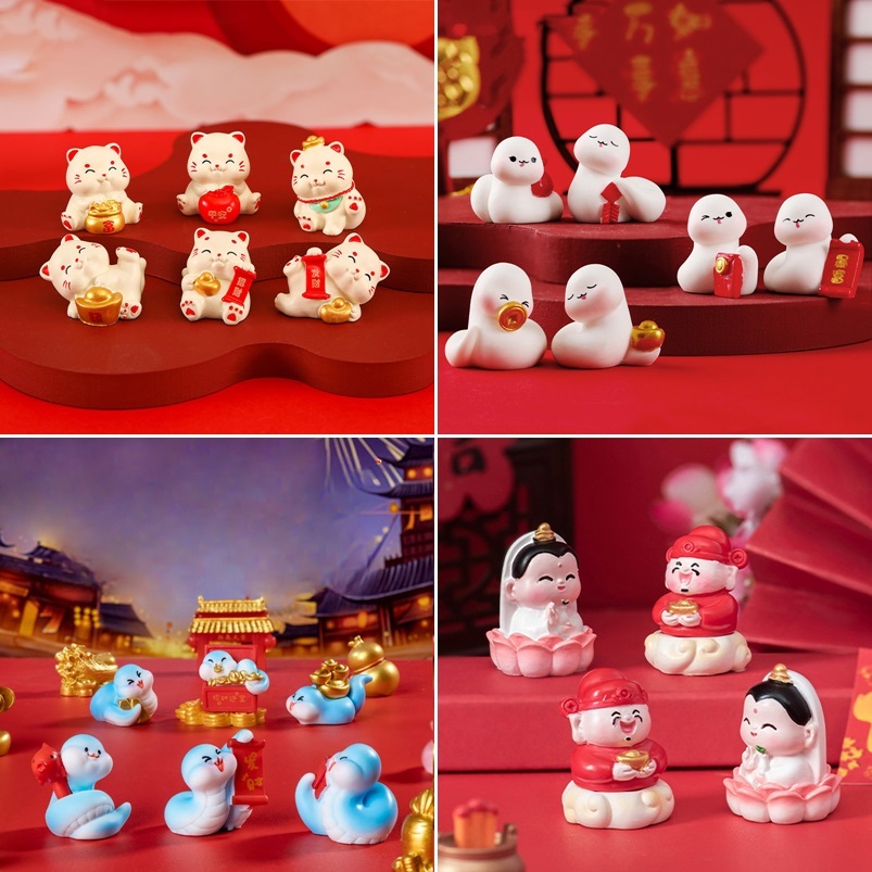 Cute Snake Shape CNY Desktop Ornaments best gifts 新年裝飾2025 Resin God of ...