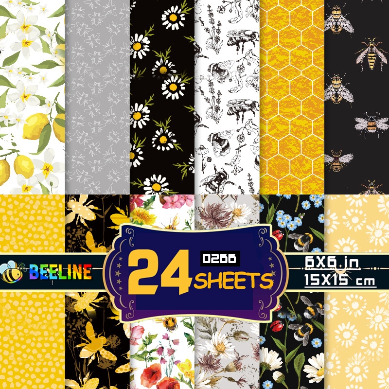 【Fast Delivery】24Pcs Bee Pattern paper Flower 15cm Origami Scrapbook ...