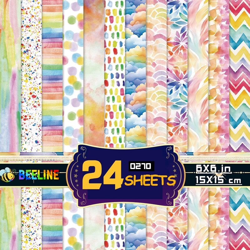 Beeline 24 Sheets Scrap Paper 15cm Origami Colour Scrapbook Paper ...