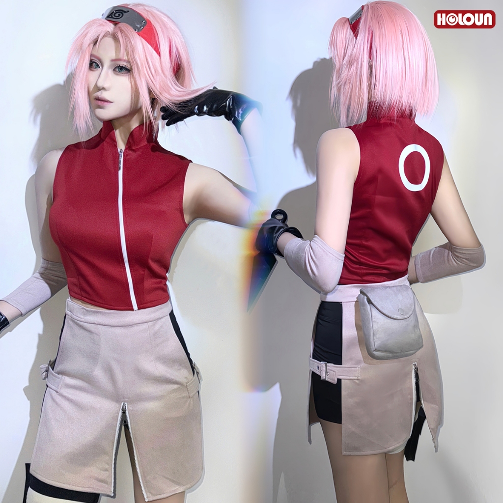 HOLOUN Haruno Sakura Cosplay Costume Japanese Anime Role Play Outfits ...