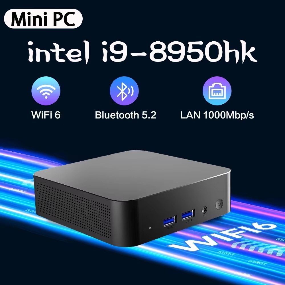 2025 Mini PC Windows 11 Intel Core i9 8950HK Portable Desktop PC 16GB ...