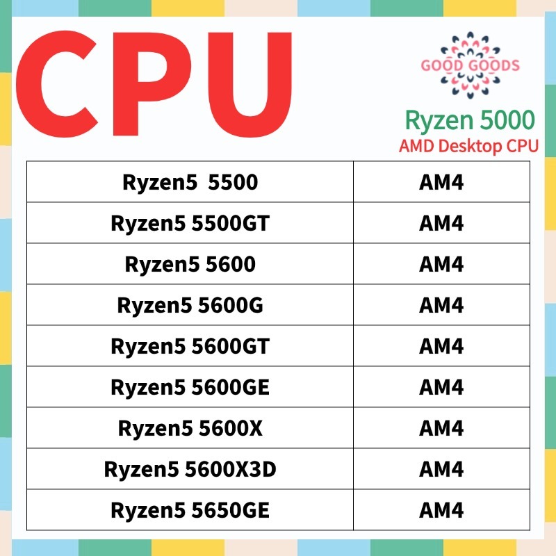Ryzen5 5500 R5 5500GT R5 5600 R5 5600G R5 5600GT R5 5600GE R5 5600X R5 ...
