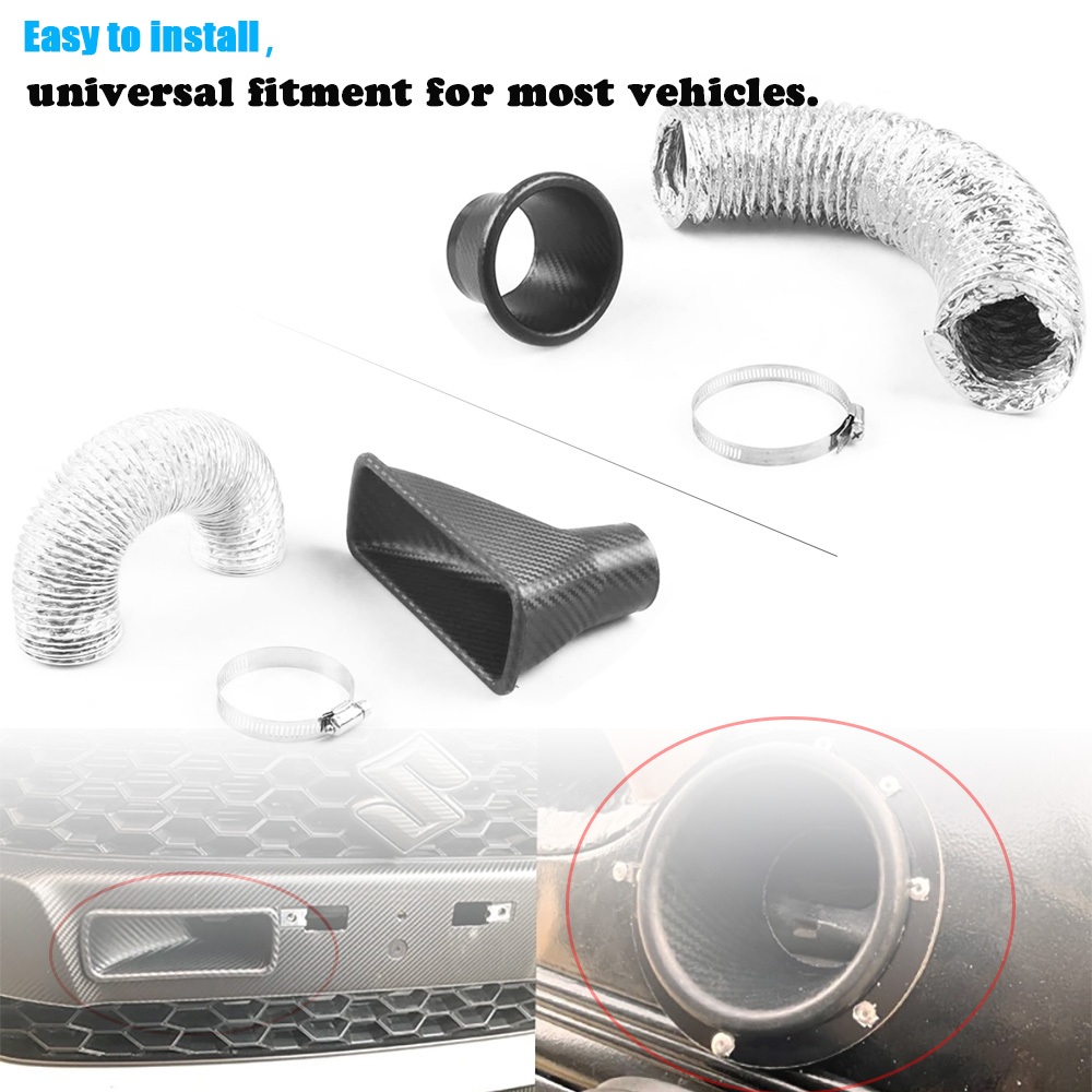 Air Intake Vent Car Front Bumper Grille Inlet Pipe Kit Injection System ...