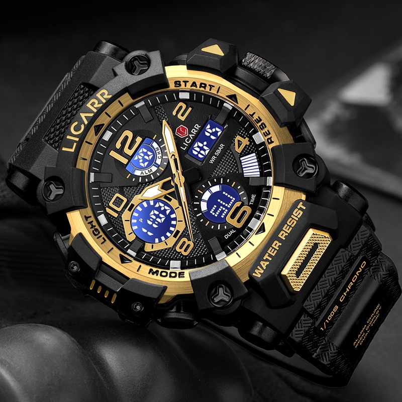 LICARR Brand Men's Watch Dual Display Waterproof Sport Trend Men's ...
