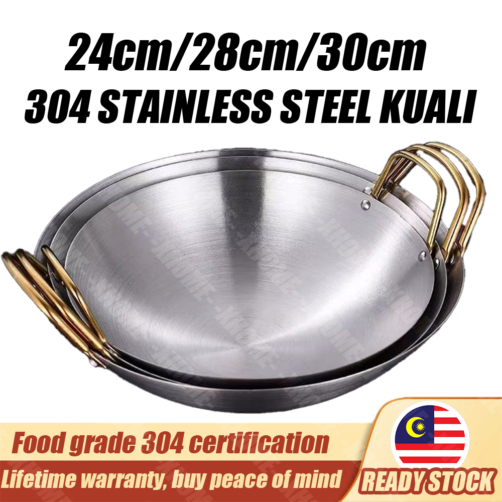 304 Stainless Steel Kuali with Golden Handle for Gas Stove food grade ...