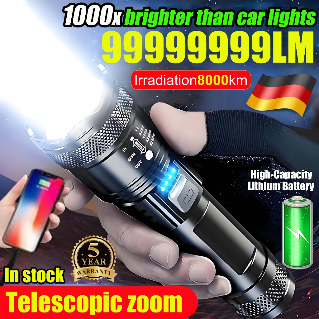 【128 Hours Continuous Use】LED lampu suluh led 50000w torch light ...