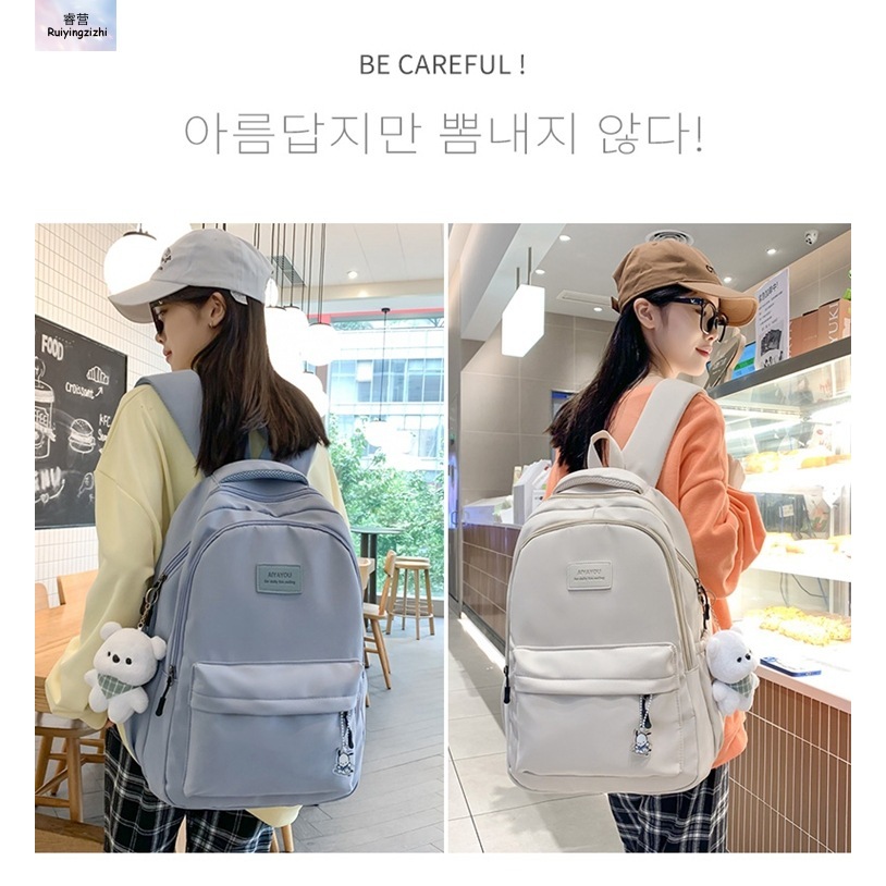 Solid color backpack for middle school girls, large capacity high ...