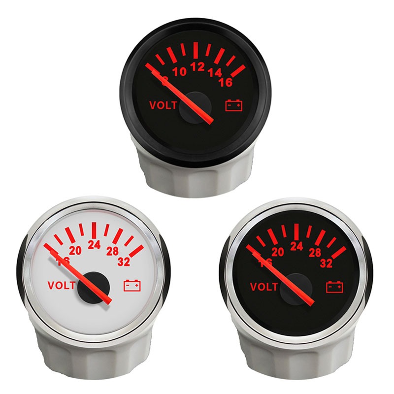 Auto 52mm Pointer Voltmeters 8-16v Display Volt Meters Black Voltage ...