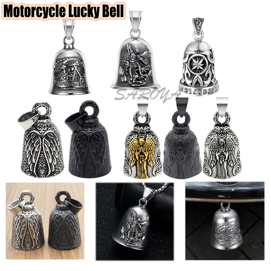 Guardian Angel Wings Bell Motorcycle Bell Keychain Punk Men Biker Lucky ...
