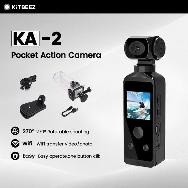 KiTBEEZ KA-2 Pocket WiFi Action Camera 4K Sports Diving Camera 270 ...