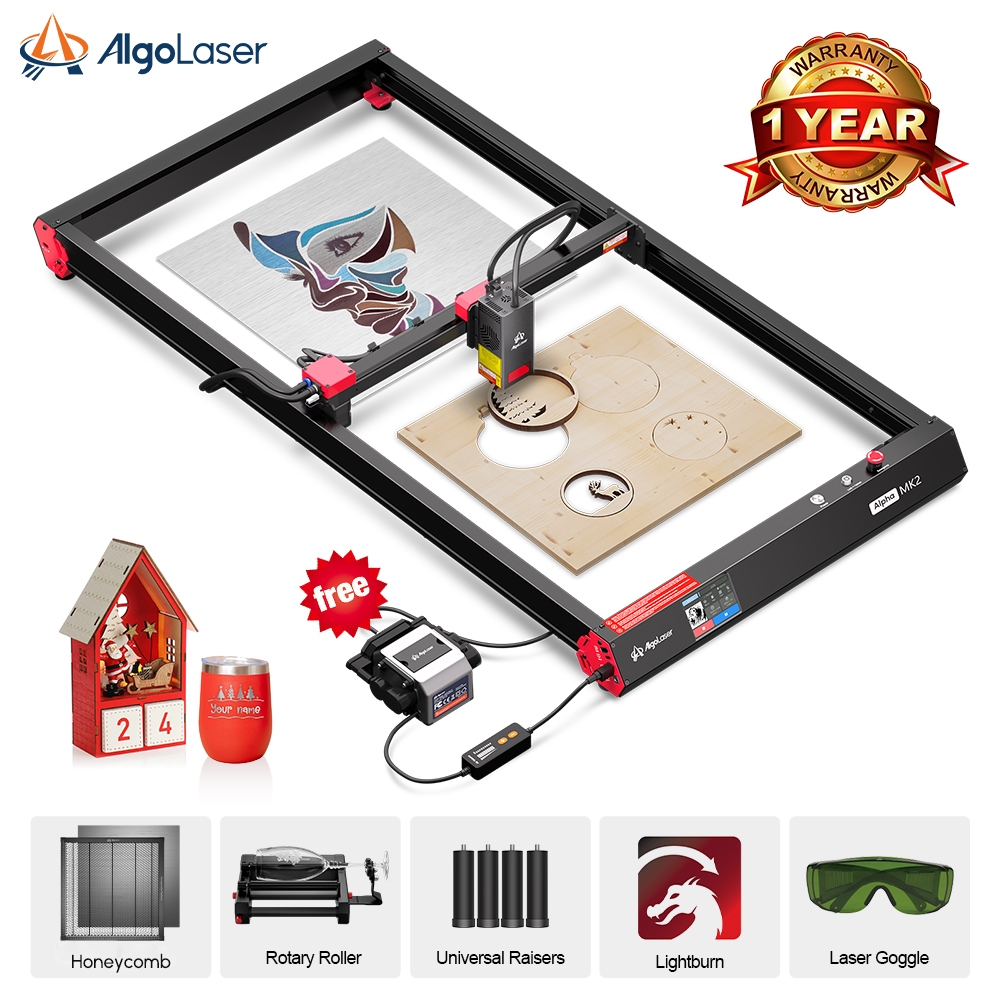 AlgoLaser Alpha MK2 20W 40*85CM CNC Laser Cutter Table Woodworking Engraving Machine Printer ...
