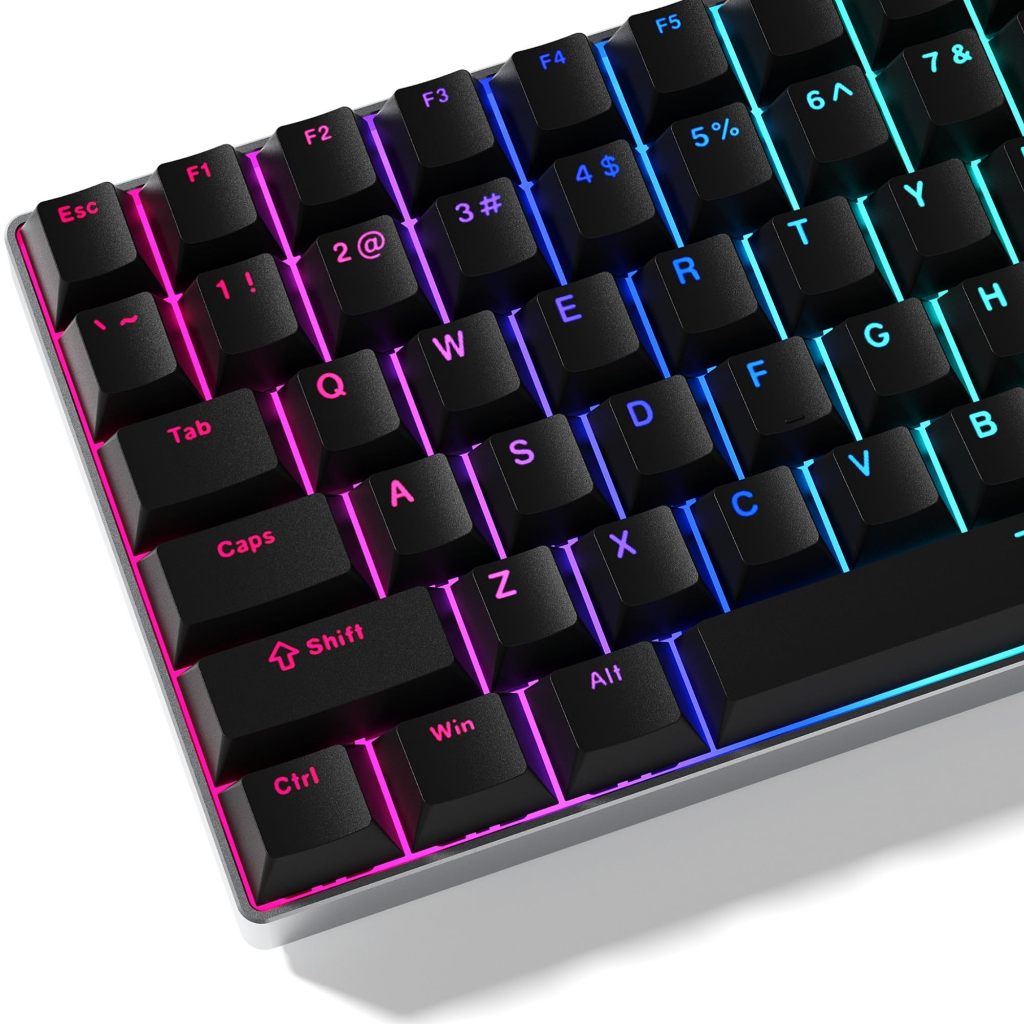 Womier 124 Keys Double Shot Shine Through PBT Keycaps Pure Black Custom ...