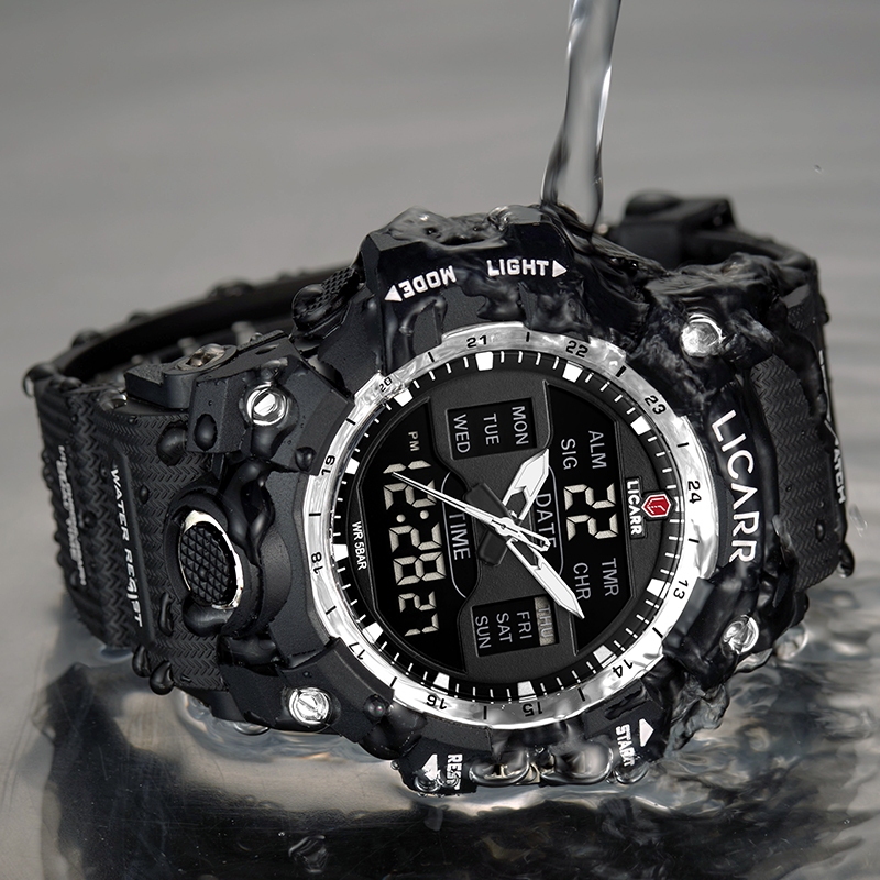 LICARR Men's Top Brand Watch Dual Display Trend Waterproof Sport Men's ...