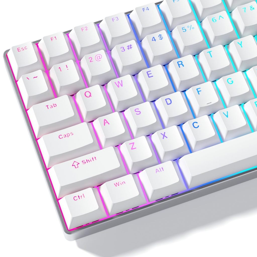 PBT Double Shot Keycaps Shine Through 124 Keys Pure White Custom Cherry ...