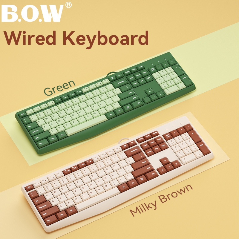B.O.W 106 Keys Ergonomic ABS Curved Wired Keyboard K160U | Shopee Malaysia