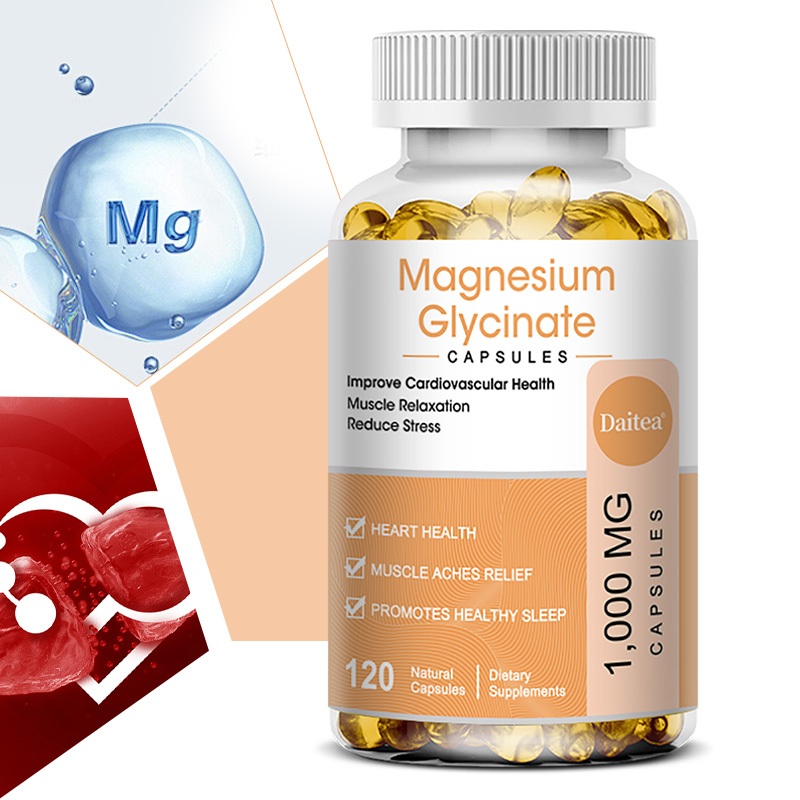 Daitea Magnesium Glycinate 1000 mg, Unisex Mineral Supplement, Supports ...