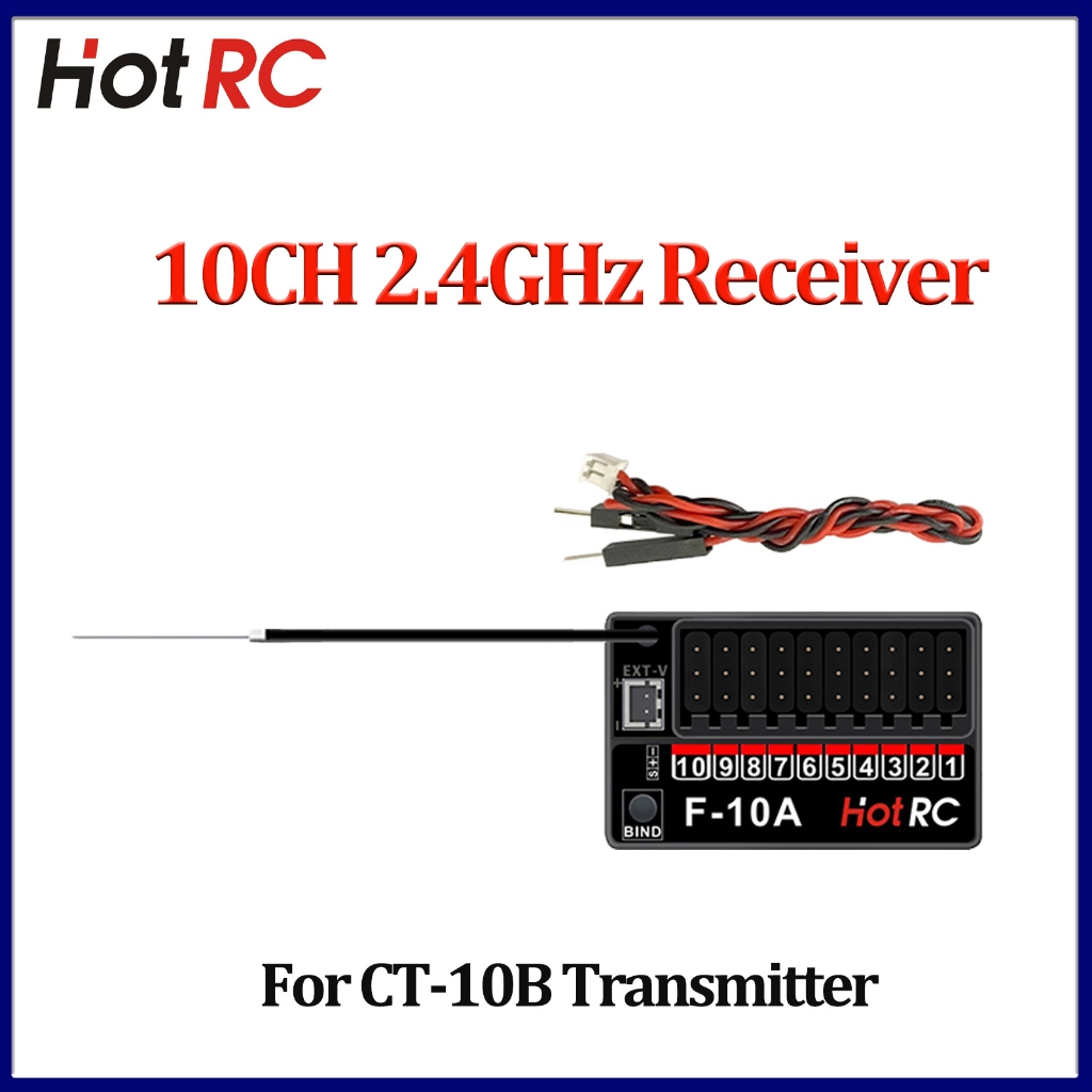 HotRC F-10A 10CH 2.4G Receiver Voltage Return PWM DC4V-9V Radio System ...