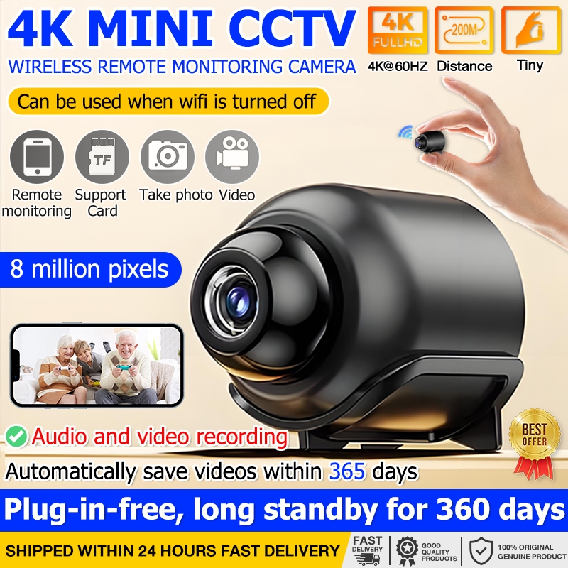 [24 hours delivery] 4K wireless mini cctv HD+32G memory card hidden ...