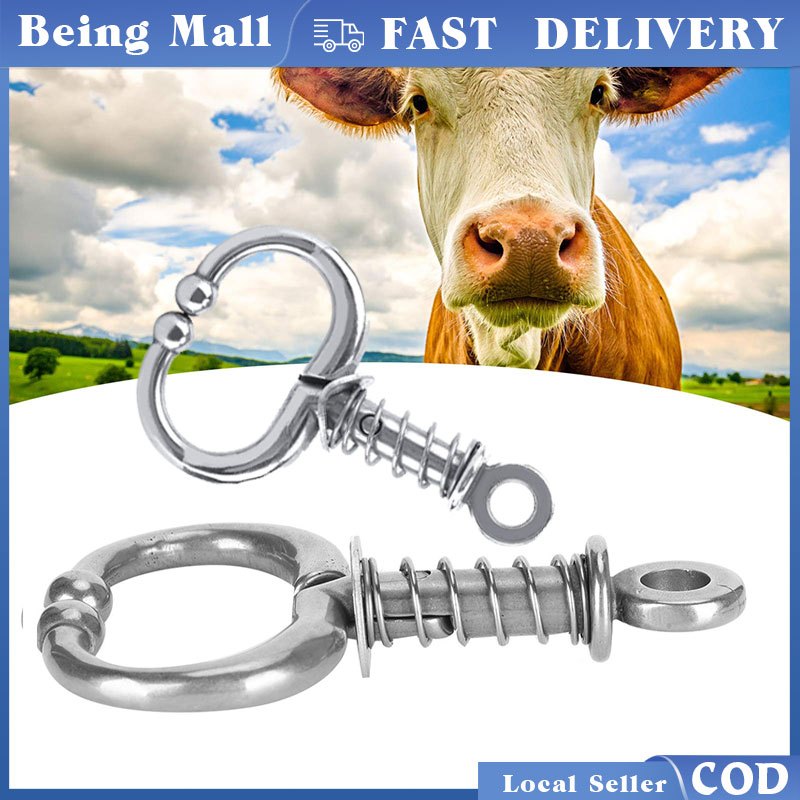 Stainless Steel Cow Spring Nose Ring Cattle Farm Animals Nose Clamp ...