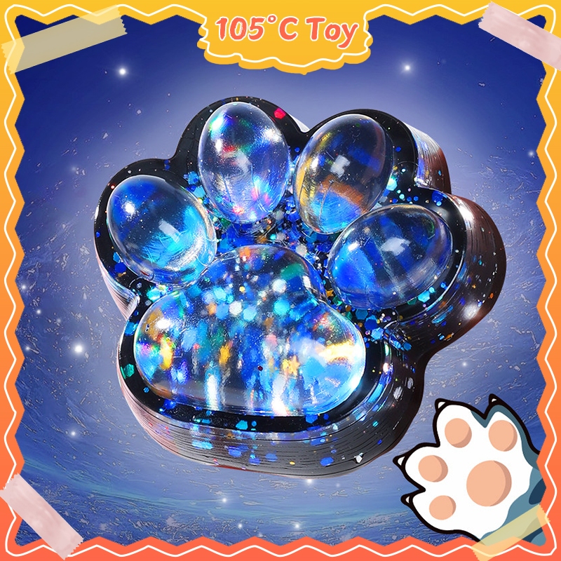 Big Giant Sticky Cat Paw Toy Built-in Colorful Sequins Thermoplastic ...