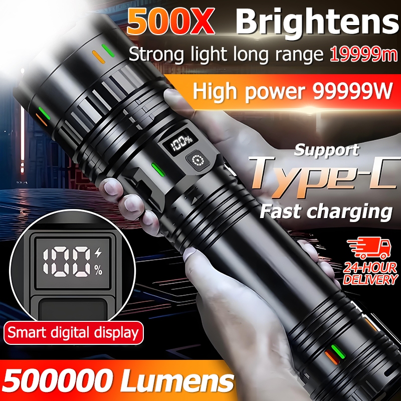 [24 hours delivery] big torchlight 80000mAh lampu suluh led flashlight ...