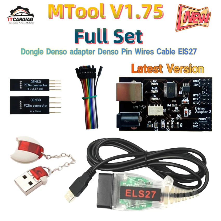 NEW! MTool V1.75 Mileage KM Adjustment Correction Tool Read/Write Full Set Dongle Denso adapter ...