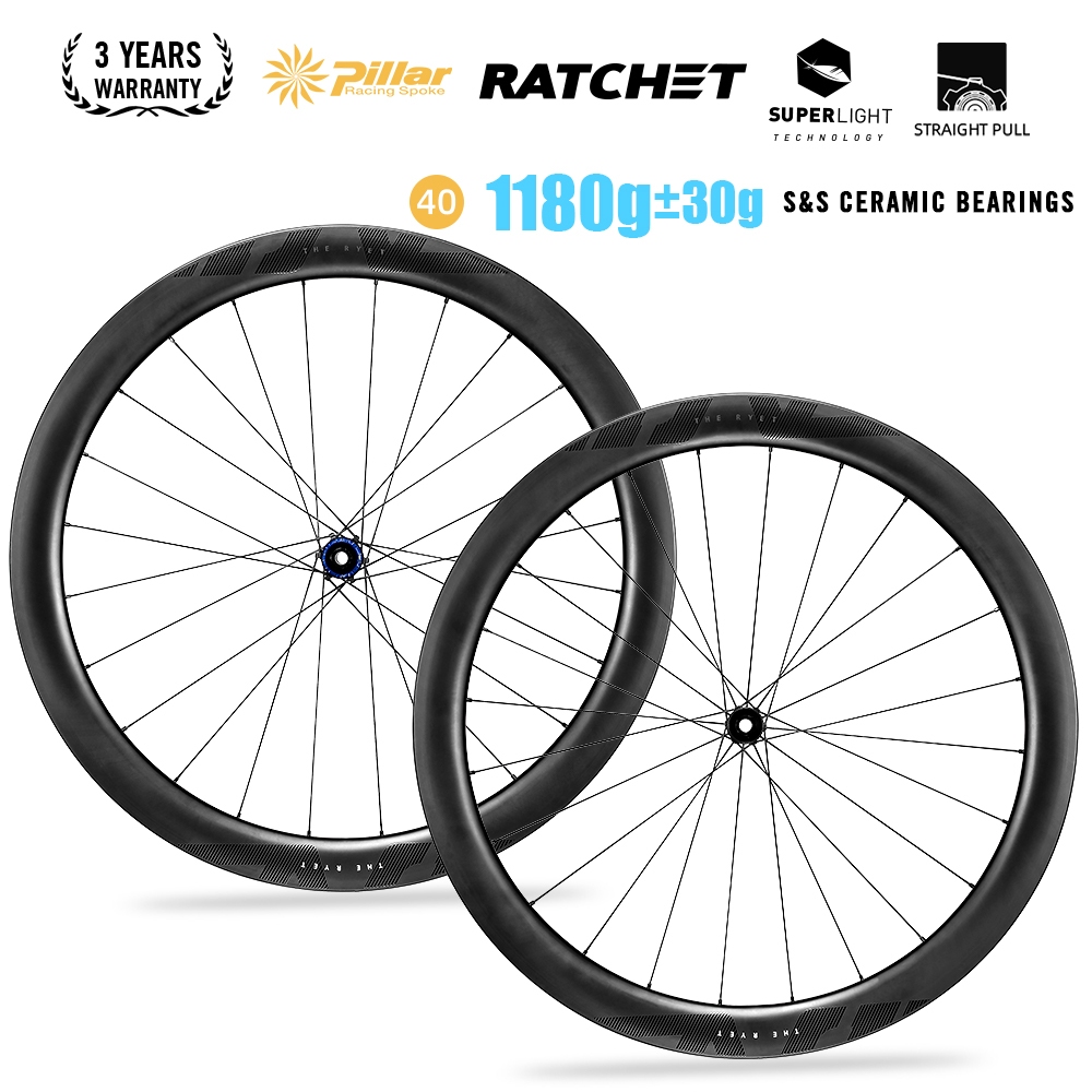2024 RYET Wheelset SuperLight Road Carbon Wheels 1180g Ceramic Tubless Clincher Disc Brake ...