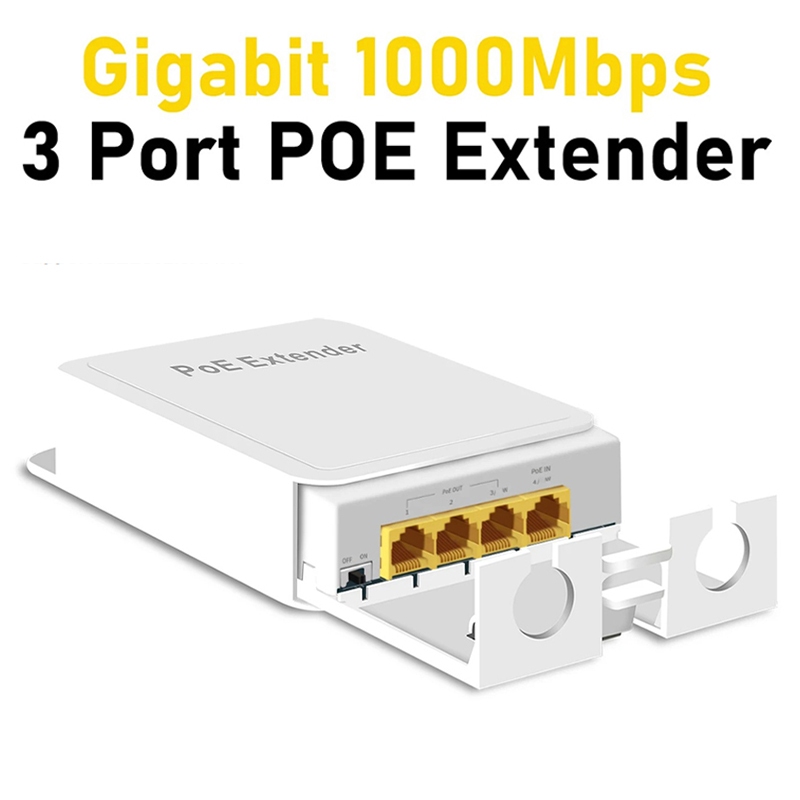 Hisource 4 Port 100/1000Mbps IP55 Waterproof POE Repeater 100/1000Mbps ...