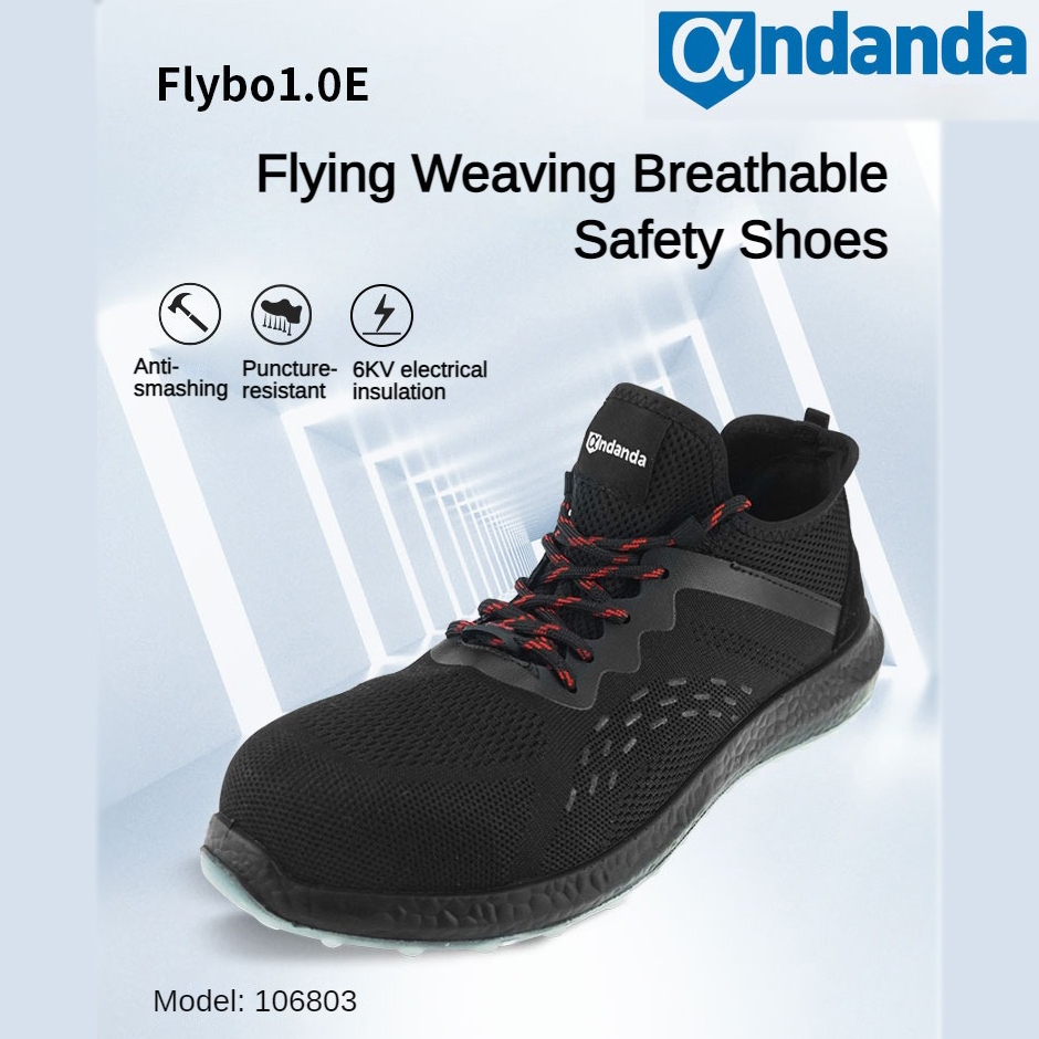 ANDANDA Flybo 1.0E Fly-knit Safety Shoe 106803 Black, Anti-impact and ...