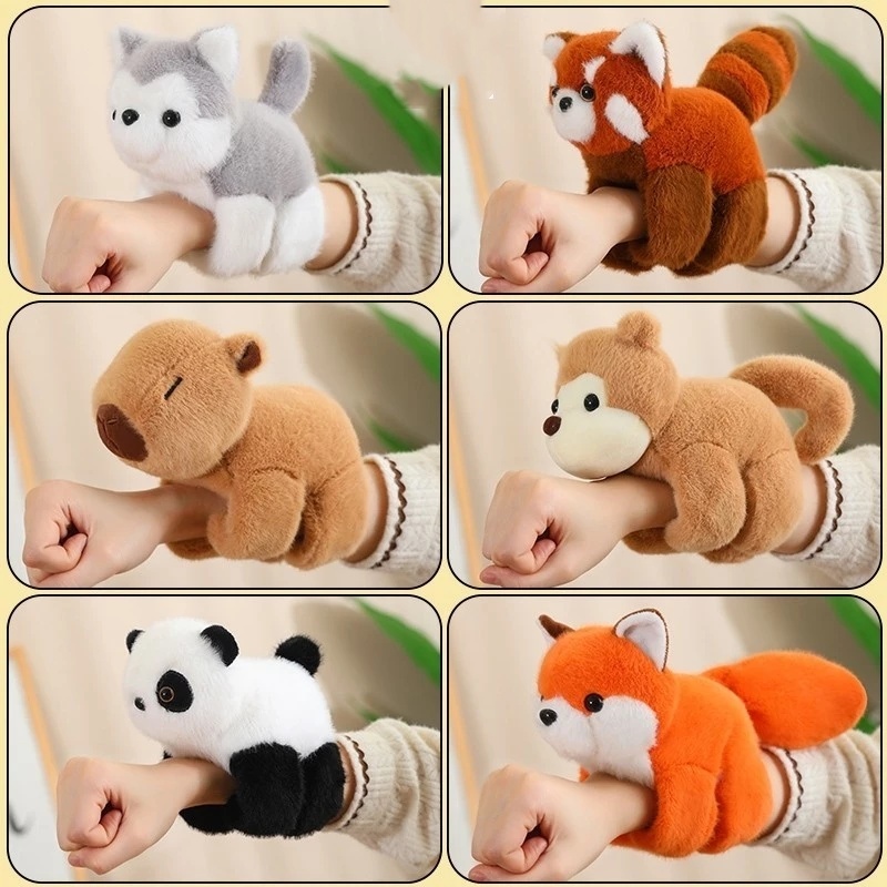Cute Capybara Red Panda Fox Plush Clap Circle Slap Snap Wrap Wristband ...
