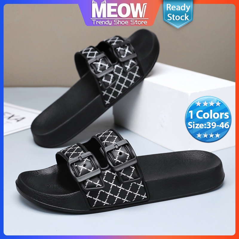 MEOW Selipar Lelaki Viral Birken Two Slide PU Soft Sole Men Slippers ...