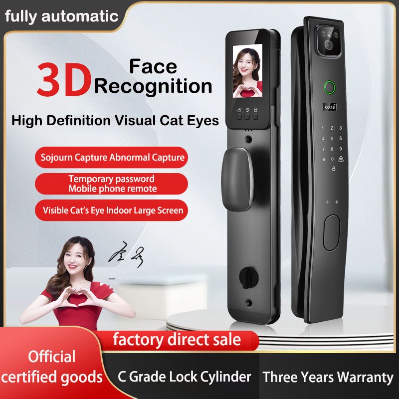 3D face recognition automatic cat eye smart fingerprint door lock home security door lock ...