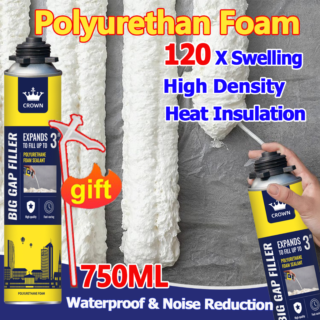 750ML Pu Foam Spray Expanding Foam Filler Wall Filler Spray Foam Tutup ...