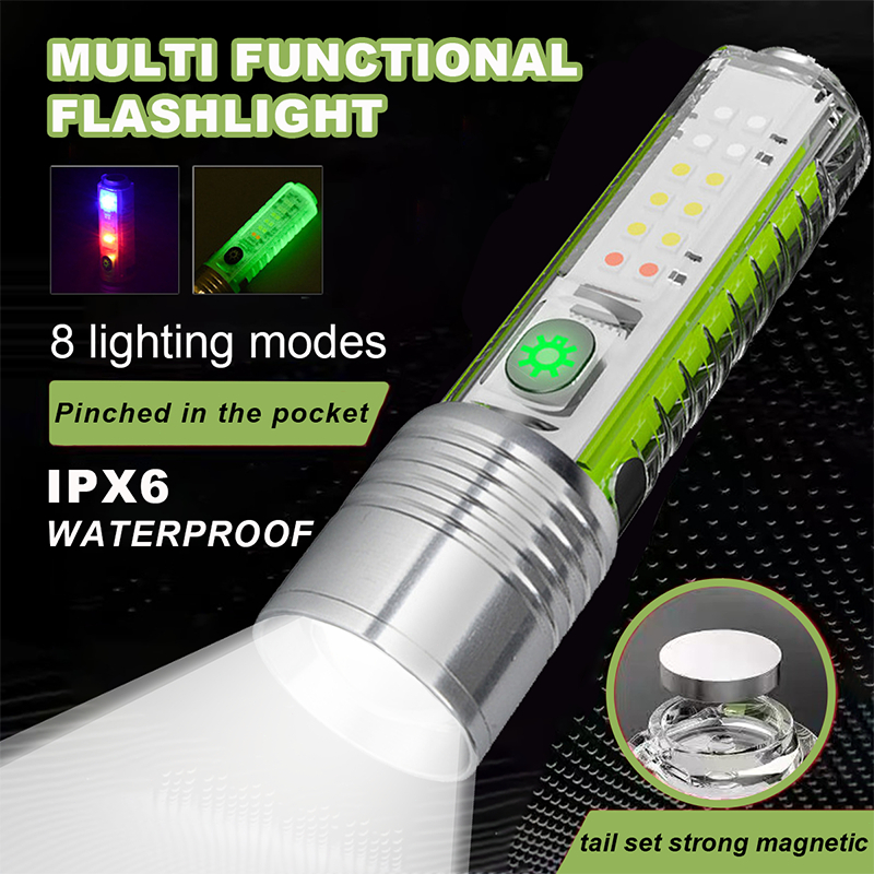 Zooming Flashlight LED Zoomable Flashlight With Sidelight Super Bright ...