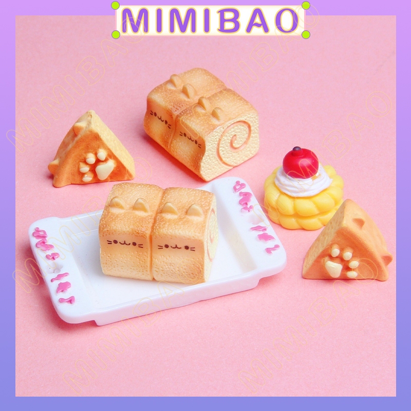 Simulation Food Toys Cute Cat Toast Bread diy Doll House Accessories ...