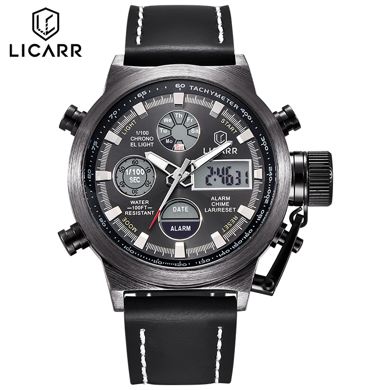 LICARR Men's Brand Watch Dual Display Original Fashion Waterproof ...