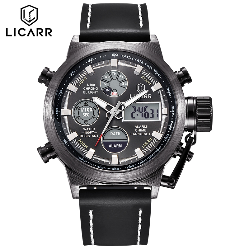 LICARR Top Men's Brand Watch Dual Display Original Fashion Waterproof ...