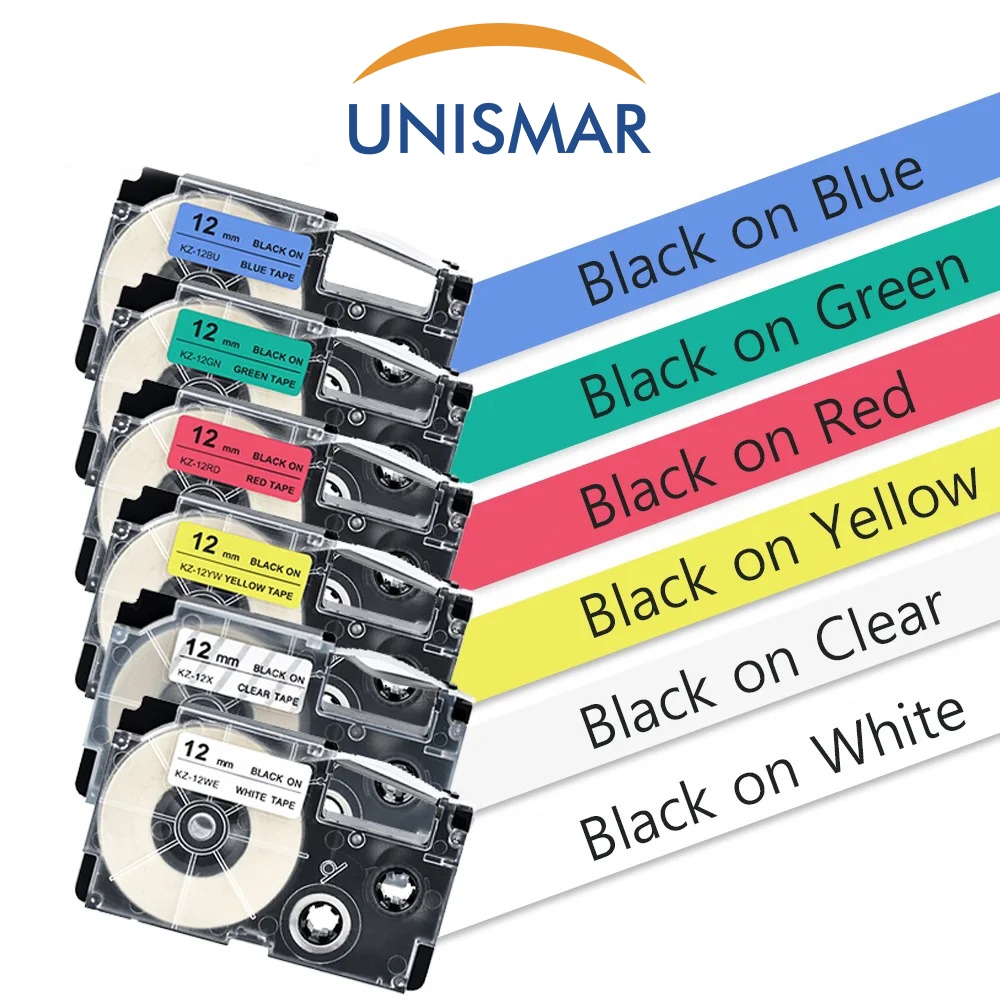 Multi color 6mm 9mm 12mm Compatible Casio Label Tape XR Tape XR-12WE XR12X XR12YW XR9WE XR-9X XR ...