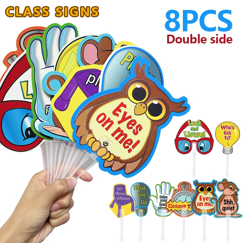 8Pcs Classroom Rule Paddles Preschool Classrooms Management English ...