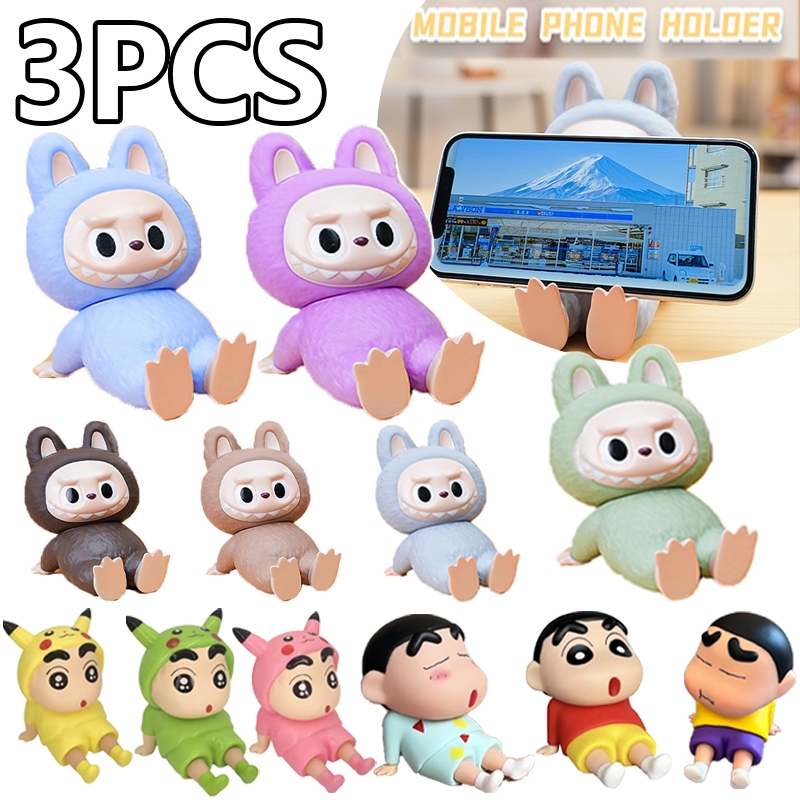 3PCS Labubu Phone Holder Stands Desktop Decoration Ornament Cute ...